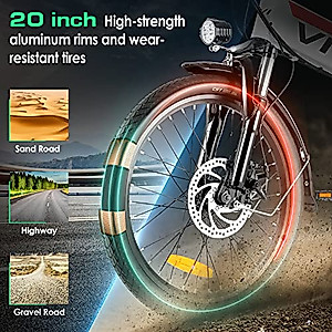 Vivi Electric Bike, 20" Electric Bike Folding Electric Bike 500W Ebikes for Adults, Adult Electric Bicycles with Removable Battery, Professional 7 Speed Foldable Electric Bike Commuter Bike