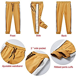 ANOTWENER Boys Track Suit Toddler Sweatsuit Kids Tracksuit Boys Activewear Jogger Sweat Suits Sets Active Sweatpants and Sweatshirts 2 Piece Outfits 2-8 years Size 2 3 4 5 6 7 8 Yellow BAS-012-6-7Y