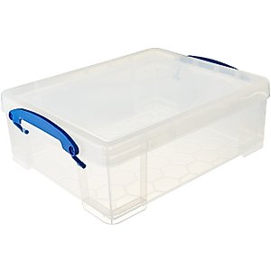 Really Useful Box Stackable 8.1 Liter Plastic Storage Container Bin with Snap Lid & Built-In Clip Lock Handles for Home & Office Organization (6 Pack)