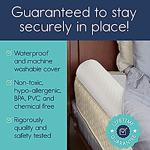 hiccapop [2-Pack] Inflatable Bed Rail for Toddlers | Travel Bed Rail, Blow-up Bed Bumper for King, Queen, Full, with Non-Slip Machine-Washable Cover | Portable Bed Rail for Hotel, Grandma's, Vacation