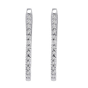Dazzlingrock Collection 0.13 Carat (ctw) Round White Diamond Ladies Hoop Earrings, 10K White Gold