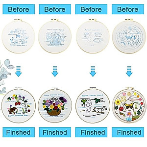 Yiizetony Embroidery Kit for Beginners Adults, 4 Set Embroidery Stitches Practice Kit, Hand Embroidery Kit for Beginner with Embroidery Patterns, Stitch and Learn to Embroidery Kits