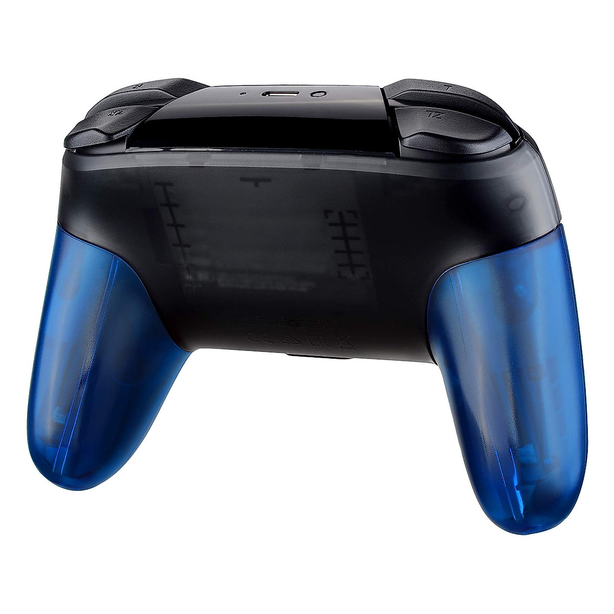 eXtremeRate Transparent Blue Replacement Handle Grips for Nintendo Switch Pro Controller, DIY Hand Grip Shell for Nintendo Switch Pro - Controller NOT Included