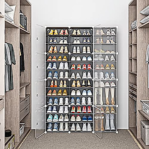 VIPZONE Shoe Rack Organizer Shoe Organizer Shoe Storage Cabinet Narrow Standing Stackable Space Saver Shoe Rack,72 Pairs, Grey