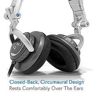 PYLE-PRO Over Ear Professional DJ Headphones - Pro Wired Active Turbo Headphone w/ Padded Ear Cushions for Extreme Sound Isolation, For Audio Listening and Music Streaming, Studio /Personal Use PHPDJ1