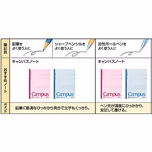 KOKUYO Campus Notebook, A 7mm Ruled, Semi-B5, 30 Sheets, 30 Lines, Pink, Pack of 3, Japan Import (NO-3ANX3)