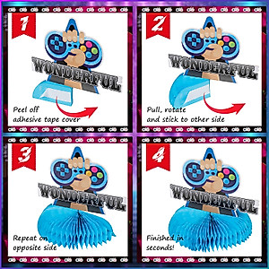 9 Pcs Video Game Honeycomb Centerpieces Video Game Birthday Table Decorations For Boys Blue Game Table Toppers 3D Gaming Party Decorations for Kids Boys Game Themed Birthday Baby Shower