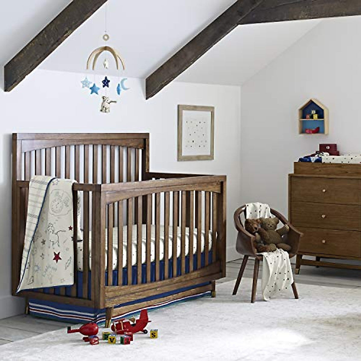 ED Ellen DeGeneres Doodle Dog - 100% Cotton Fitted Crib Sheet, All-Over Doodle Print, Ivory, Royal, Red, Yellow