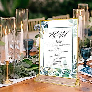 Oungy 6 PCS Acrylic Sign Holder 8.5x11 Gold Picture Frame Double Sided Flyer Holder Table Menu Holder Display Stand for Wedding Table Number Menu Holder