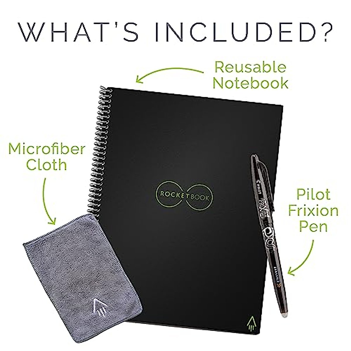 Rocketbook Smart Reusable Notebook, Core Executive Size Spiral Notebook, Infinity Black, Dot Grid, (6" x 8.8")