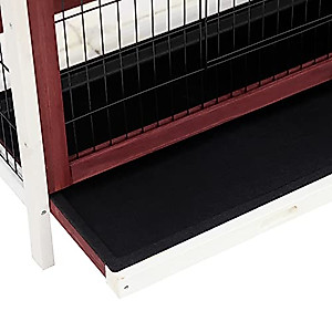 PawHut 54" 2-Story Rabbit Hutch Bunny Cage with Openable Roof, No Leak Tray and Fun Enclosed Run, Indoor/Outdoor