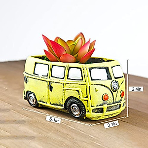 Ascrafter Cute Succulent Plants Pots, Small Planter Pots with Drainage Hole, Flower Pots for Home Indoor Outdoor Garden Decoration (Yellow Bus)