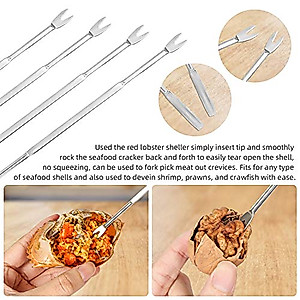 12 Piece Seafood Tools Set Nut Cracker Crab Lobster Set, includes 4 Stainless Steel Crab Cracker, 4 Crab Leg Forks Pick, 4 Opener Shellfish Lobster Leg Sheller, Perfect for kitchen, Party, Picnics
