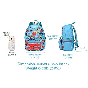 TONG&HIN.Y Toddler Backpack,Waterproof Preschool Backpack,Cute Kids Backpack,Backpack for Boys Girls with Shoulder Backpack (blue car)