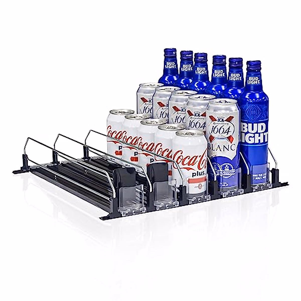 Mlesi Drink Organizer for Fridge | Refrigerator Bottle Can Organizer, Self-Pushing Soda Can Dispenser Holds 25 Cans, Beverage Storage for Pantry/Vending Machine