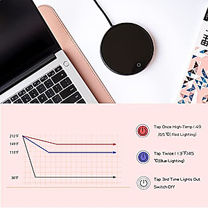 HAOY Coffee Warming Mug, Electric Coffee Warmer for Desk Use Beverage Cup Candle Wax Heater Plate Touch Control Cups Mug Hot Thermostat Heating Coffee, Beverage, Milk, Tea and Hot（Gold）