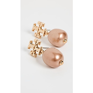 Tory Burch Women's Kira Pearl Drop Earrings, Tory Gold/Rose, One Size