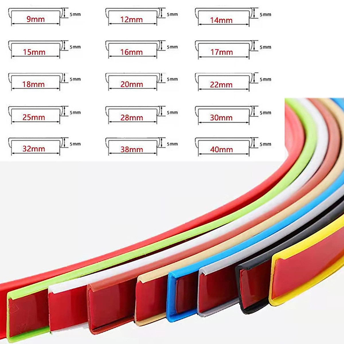 LKYJD 4m U Shape Veneer Edge Banding Strip, Self Adhesive Wood Edging Veneer Tape, Kitchen Worktop Edging Protectors Joining Strip, Edging Trim Sealing Strip, Tables and Chairs, Cabinets（Red-18mm）