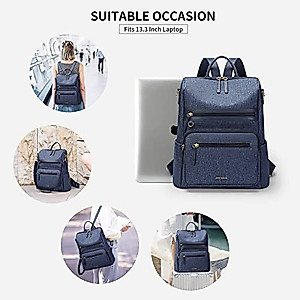GOLF SUPAGS Stylish Women's Laptop Backpack in Mini Denim Blue with Oxford Fabric Travel Casual and Daily Use Backpack Purse Fits 13.3 Inch Notebook