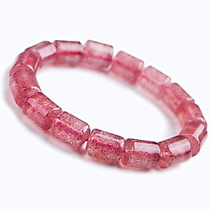 DUOVEKT Natural Strawberry Quartz Bracelet for Women Men Anniversary Party Love Gift Red 13x10mm Beads Red Crystal Gemstone Fashion Bracelet AAAA