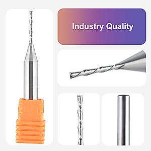 SpeTool Down Cut Spiral Router Bit 1/16 inch Cutting Diameter with 1/4 inch Shank End Mill for Woodwork CNC Machine Tools