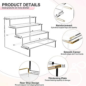 ULENDIS 4 Tier Acrylic Display Stands Organizer for Perfume, Upgrade Clear Display Stand Risers Shelf for Cupcakes Perfumes Figurines, Desktop Tiered Display for Decorating & Organizing