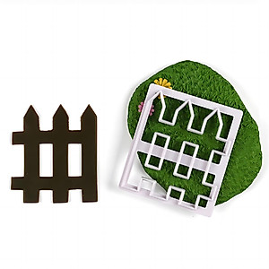 AUNMAS Fence Cookie Cutter, Plastic Fondant Cake Fence Printing Cutting for DIY Fondant, Gum Paste, Polymer Clay, Cake Border Decorating, White Baking Tool