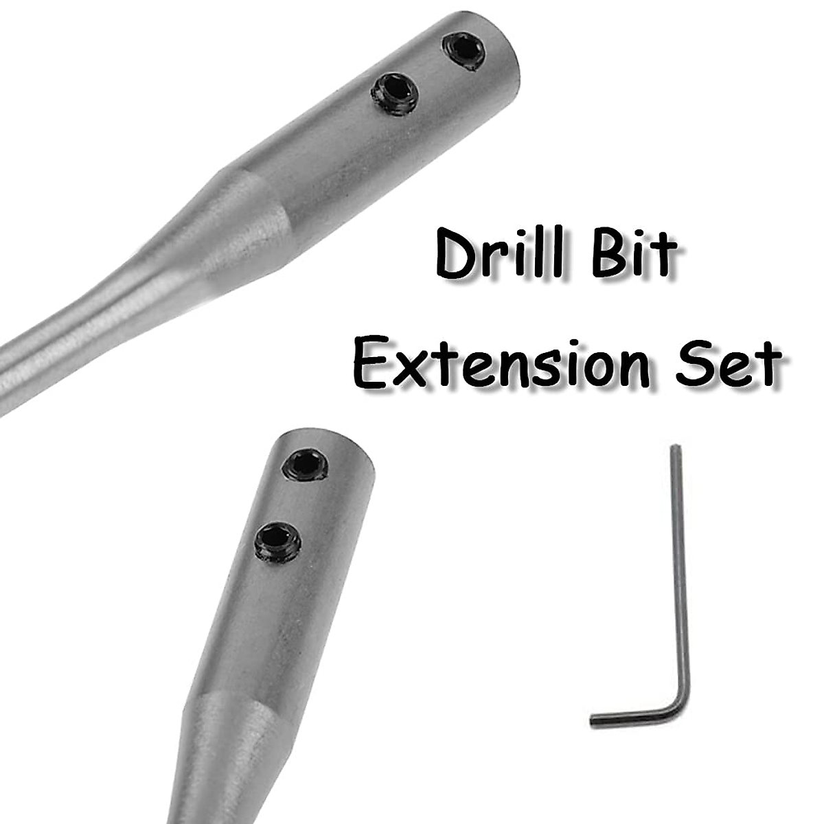 4PCS Drill Bit Extension Set, 1/4 Hex Shank Quick Change Spade Drill Bit Extension 6" and 12" Wood Spade Drill Bit Extension with 2 Keys Spade Bit Extension Set