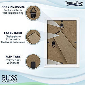 Icona Bay 4x6 Picture Frames (White, 5 Pack), Modern Style Wood Composite Frames Table Top or Wall Mount, Bliss Collection