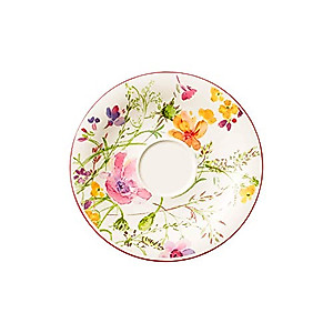 Villeroy & Boch Mariefleur Basic Breakfast Cup Saucer, 7.5 in, Premium Porcelain, White/Multicolored