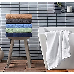 Towel and Linen Mart 100% Cotton 6 Pack Bath Towel Set, Quick Dry, Super Absorbent, Light Weight, Soft, Multi Colors (27 x 54 Pack of 6)