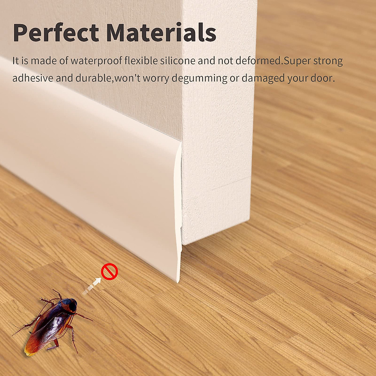 Weather Strip, Cuttable Seal, Adhesive Draft Stopper for Interior/Exterior Doors, Sliding Door & Shower, 98' Length (White)