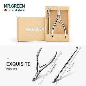 MR.GREEN Cuticle Nippers Nail Manicure Scissors Cuticle Clippers Trimmer Dead Skin Remover Stainless Steel Cutters Beauty Tool With Pusher (Mr-1028+Pusher)