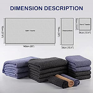 Imperial Road Bath Towels Set for Quick Drying and Highly Absorbent,1 Hand Towels 13.4x13.8 inch,1 Washcloth 13.4x30 inch,1 Bath Towel 27.6x55 inch (3 Piece,Grey)