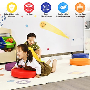 Costzon 6-Piece 15 inch Kids Floor Cushion, 3" Thick Waterproof Daycare Foam Cushion w/Handle, Soft Flexible Seating for Classroom, Home, School, Kindergarten or Nursery