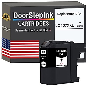 DoorStepInk Remanufactured in The USA Ink Cartridge Replacements for Brother LC107 Black for Printers MFC-J4410DW MFC-J4510DW MFC-J4610DW MFC-J4710DW