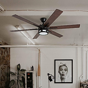 Honeywell Ceiling Fans Kaliza, 56 Inch Indoor Modern LED Ceiling Fan with Light and Remote Control, Dual Mounting Options, 6 Blades with Dual Finish, Reversible Motor - 51036-01 - (Bronze)