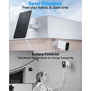 Upgraded Solar Panel Charging Compatible with Pro 5S, Arlo Pro 4, Pro 3, Pro 3 Floodlight, Ultra 2, Ultra, 4W Solar Panel with 9.8ft Charging Cable, IP65 Waterproof, Includes Secure Wall Mount, 2 Pack