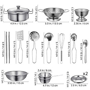 NUOBESTY 16pcs Play Kitchen Accessories Play Pots and Pans Toys for Kids Kitchen Cooking Utensils Kitchen playset Household Pot Set Toddler