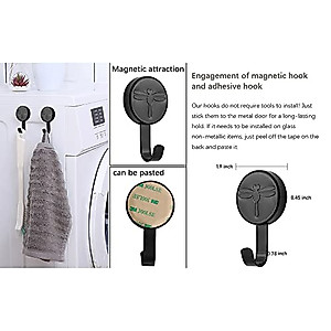 MUMIAO Strong Magnetic Hooks New Upgraded Neodymium Magnet Hooks Adhesive Hooks Two Functions - Reliable Magnetic Hooks Heavy Duty Stick on Wall Hooks for Indoor Outdoor Hanging (Black 2 Pack)