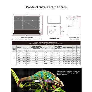 VIVIDSTORM-Projection Screen Stand S PRO P 92inch Portable Ambient Light Rejecting 4k Laser Projector Screen with Sound Transparent Perforated Compatible with UST Laser Projector,VBSDSTUST92HP
