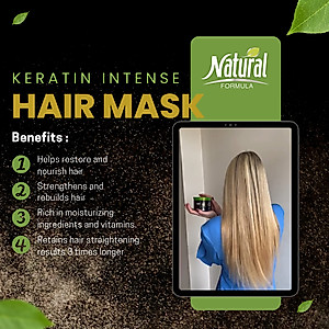 Natural Formula Keratin Hair Mask - Intense Repair, Hair Mask for Frizzy Hair - 350ml