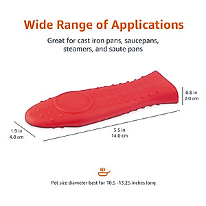 Amazon Basics Silicone Hot Skillet Handle Cover Holder, Red