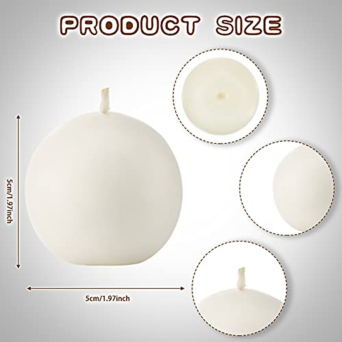 7 Pieces Round Candles Ball Candles Unscented Round Ball Candle Decorative Ball Candles for Wedding Baby Shower Birthday Christmas Holiday Celebration Valentines Home (White)