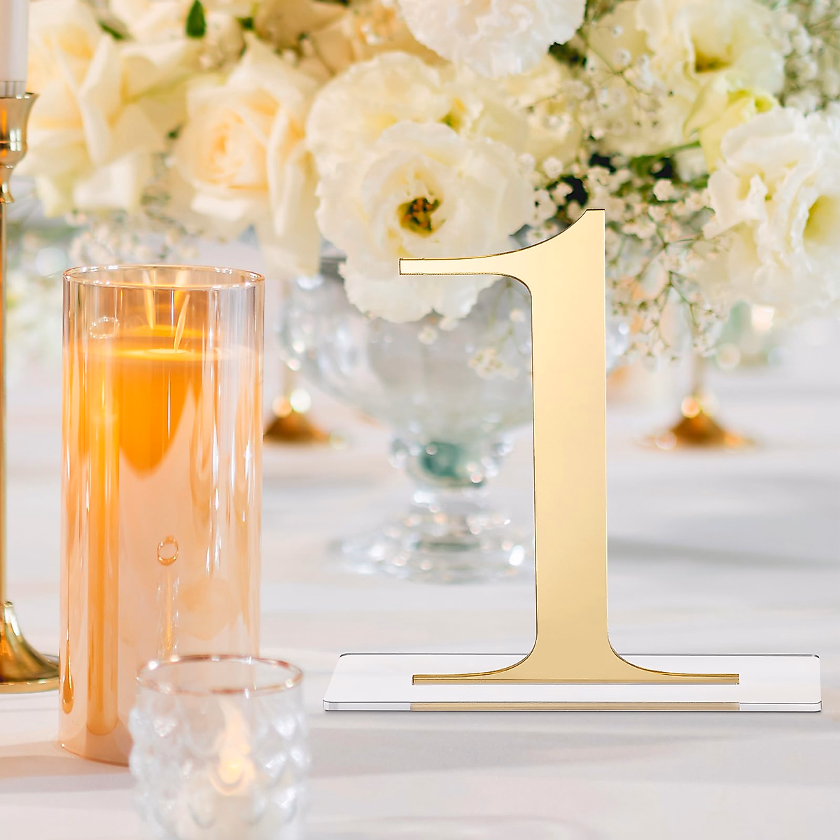 10 Pcs Gold Table Numbers Wedding Table Numbers 1-10 Signs Acrylic Table Numbers with Protective Film Elegant Gold Mirror Numbers for Wedding Reception Party Birthday Anniversary Event Decorations