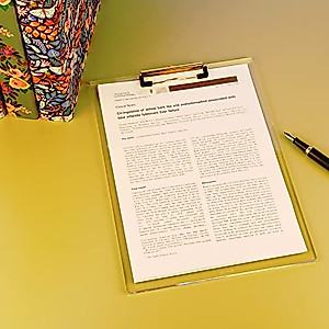 Clear Acrylic Clipboard with Gold Clip, Set 2-Pieces, Fits 9x12 inch - Letter Size Standard, Modern Design Desktop Stationery for Office, School and Home Supplies,Acrylic Office Supplies