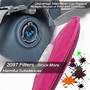 RANKSING Reusable Respirator 7502 with 2 Packs 2097, Half Facepiece Gas Mask for Dust/Organic Vapors/Smells/Fumes/Sawdust/Asbestos for Painting,Staining,Spraying,Sanding,Cutting,Polising and More