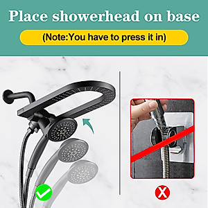 Cobbe Premium 3-Way Rain Shower Head Combo, Dual Shower Head with Handheld, 5-Inch High Pressure Rainfall with Stainless Steel Hose & Sealant Tape - U.S. Invention Patents - Matte Black