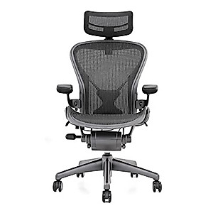 Aeron Chair by Herman Miller - Highly Adjustable Graphite Frame - with PostureFit - Carbon Classic (Medium)