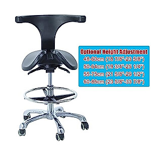 Generic Ergonomic Saddle Chair with Back Support, Split Seat Dental Rolling Stool for Medical Office and Home Use - Two Tilting Options Available